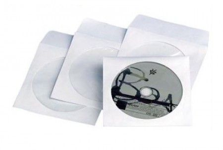 Pack of 100 Paper-cases for CD/DVD of 12 cm - with flap