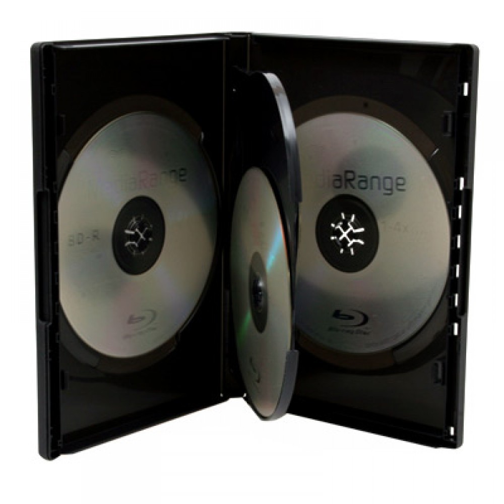 DVD Box branded article for 4 CD/DVD - 14 mm black - 25 pcs