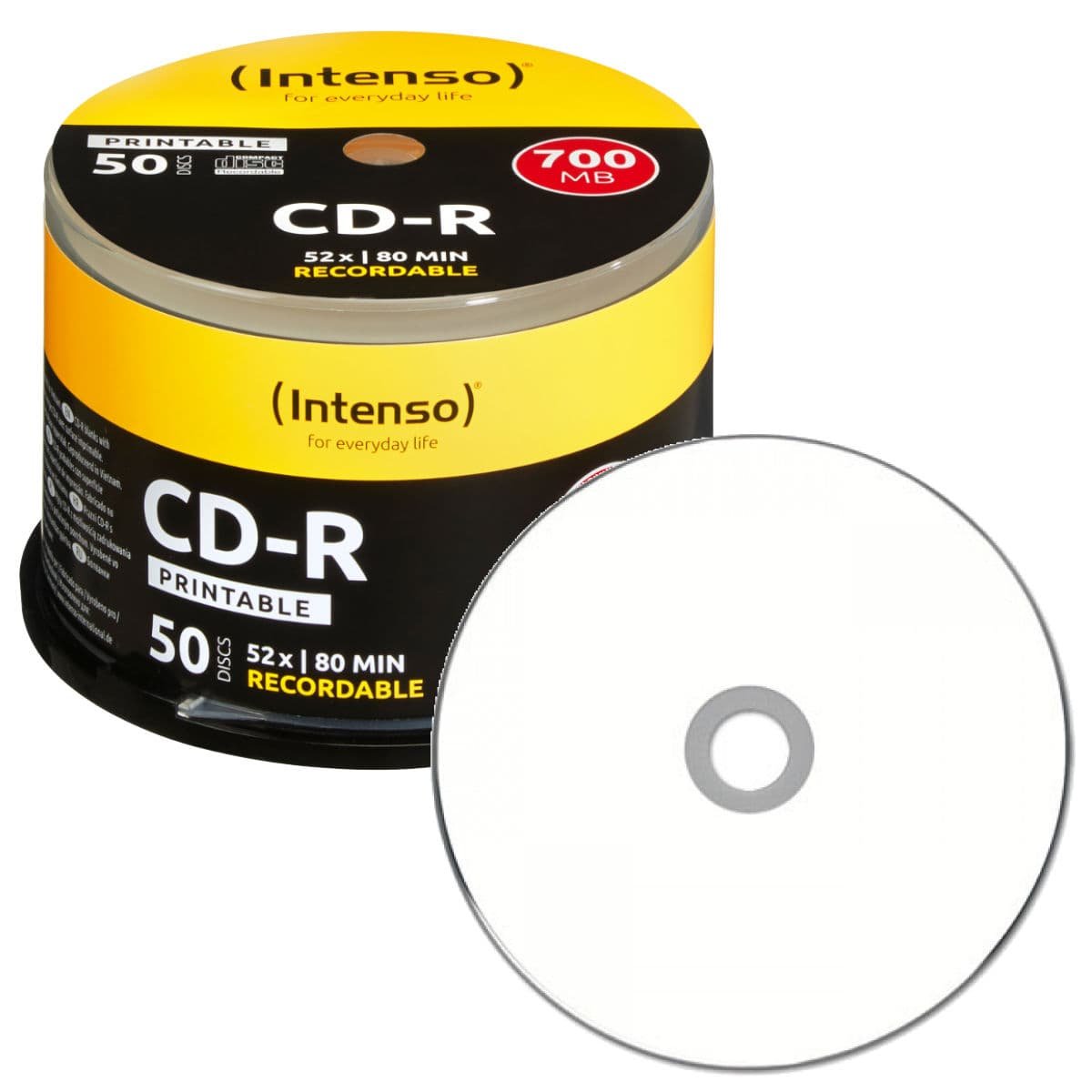 Intenso CD-R 700 MB printable - 52x - 50 pcs in Cakebox