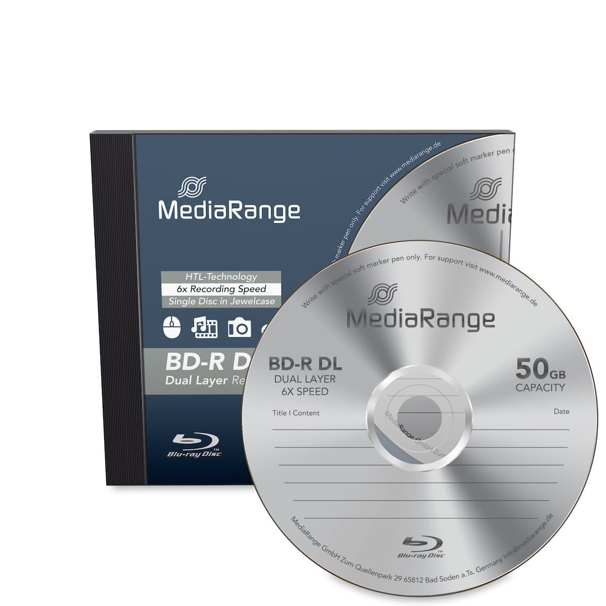 MediaRange Blu-Ray BD-R Dual Layer 50 GB labelled - 6x - 10 pcs in ...