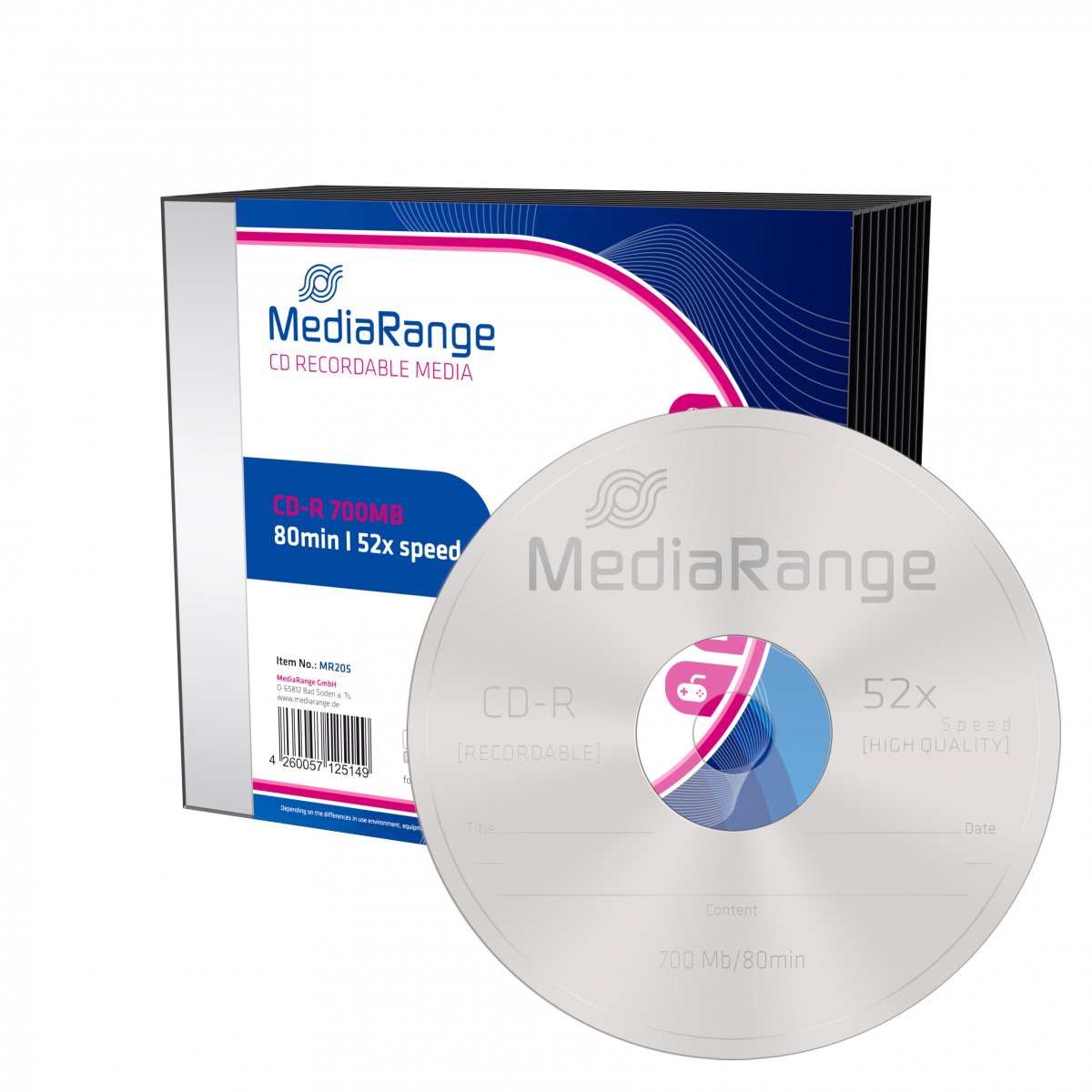 MediaRange CD-R 700 MB gelabelt - 52x - 10 Stück in Slimcase