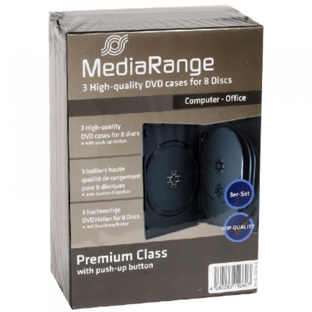 MediaRange DVD Hülle für 8 CD/DVD - 23 mm schwarz - 3 Stück