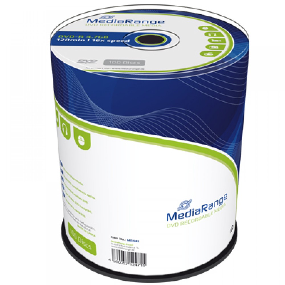 MediaRange DVD-R 4.7 GB full printable - 16x - 100 pcs