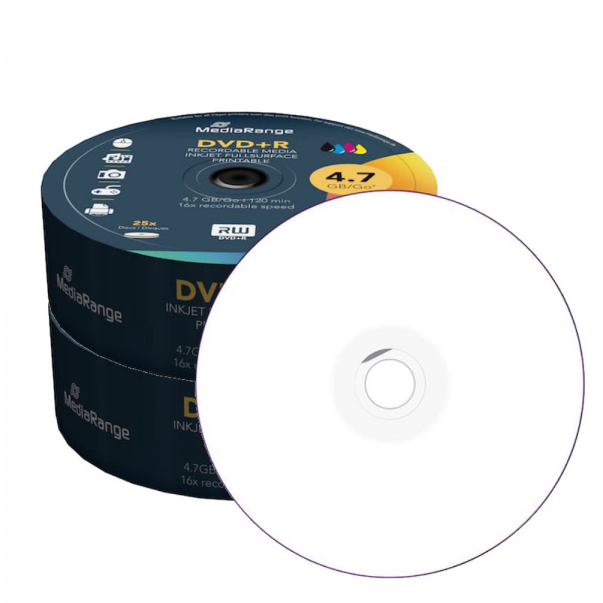 MediaRange DVD+R 4.7 GB full printable - 16x - 50 pcs
