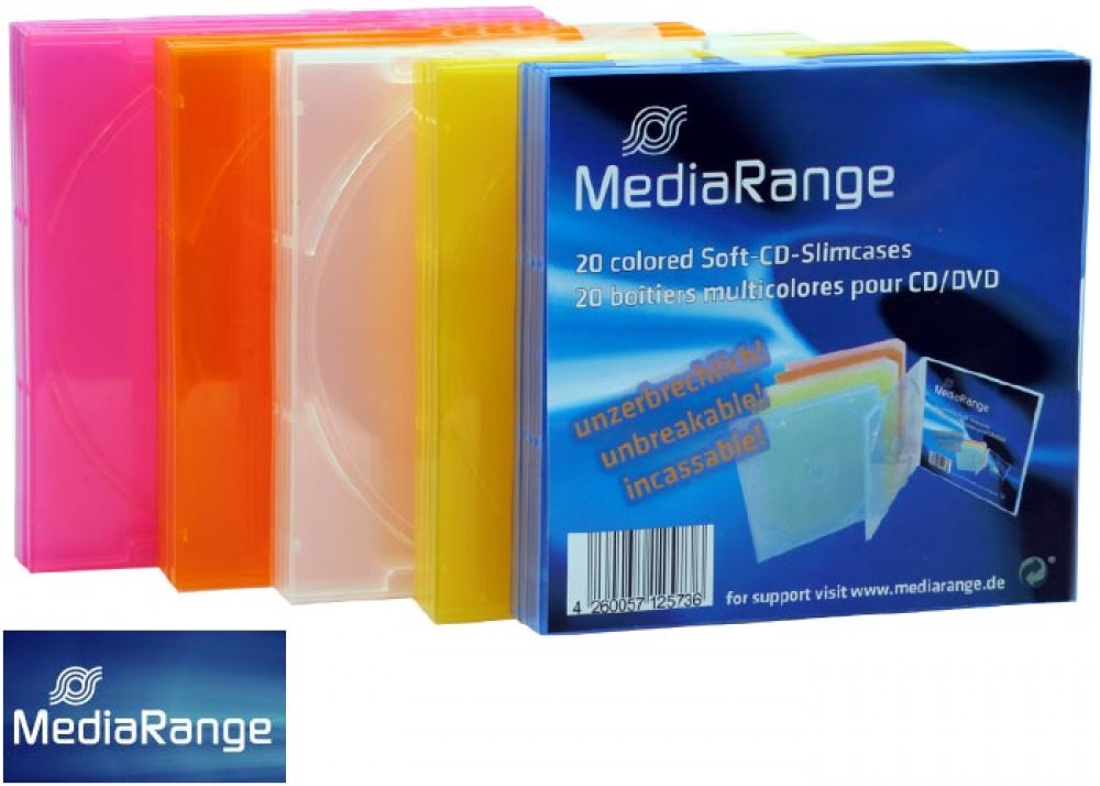 MediaRange Soft-Slimcase for 1 CD/DVD - 5 colours - 20 pcs