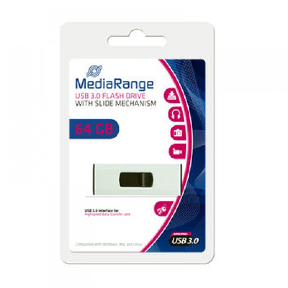 MediaRange SuperSpeed USB Stick 3.0 - 64 GB - black/sil