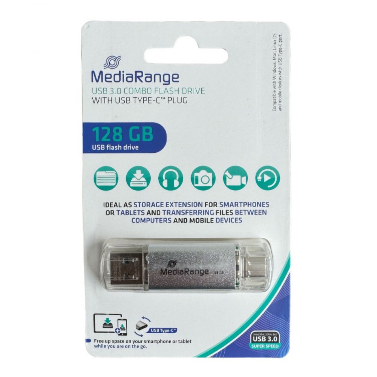 MediaRange USB 3.0 Kombo-Speicherstick | 128 GB Type-C™