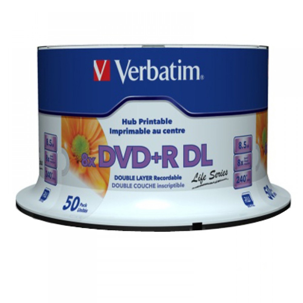 Verbatim DVD+R Datalife Double Layer 8.5 GB full printable - 8x - 50 ...