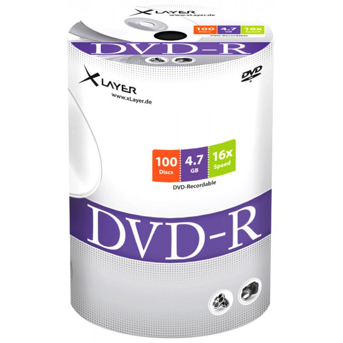 XLayer DVD-R 4.7 GB - 16x - 100 Stück -->